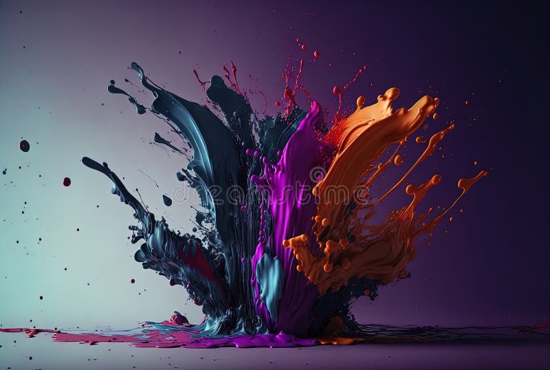 Splash of Colors Paint in the Air on White Background, Multicolors ...