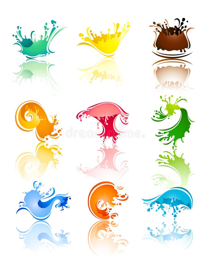 Splash Colors Waves and Water with Reflection Stock Vector ...