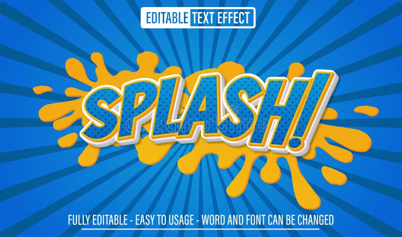 Splash Comic Text Effect Style 3d Template Stock Vector - Illustration ...