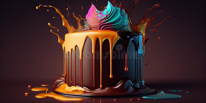 Splash Cream Cake Generative AI Stock Illustration - Illustration of ...