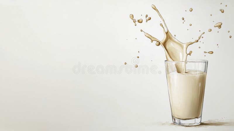 Creamy Drink Splashing Out of a Clear Glass Generative AI Illustration ...