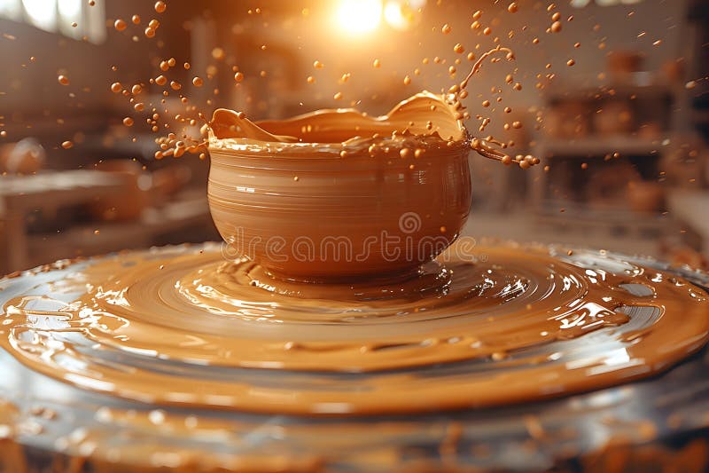Splash of Creativity: Dynamic Pottery Making with Clay Swirl in Warm ...