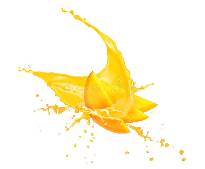 Splash of Delicious Mango Juice on White Background Stock Photo - Image ...