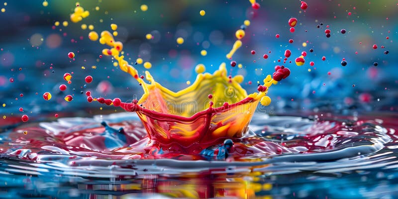 A Splash of Different Colors in the Water Stock Photo - Image of black ...