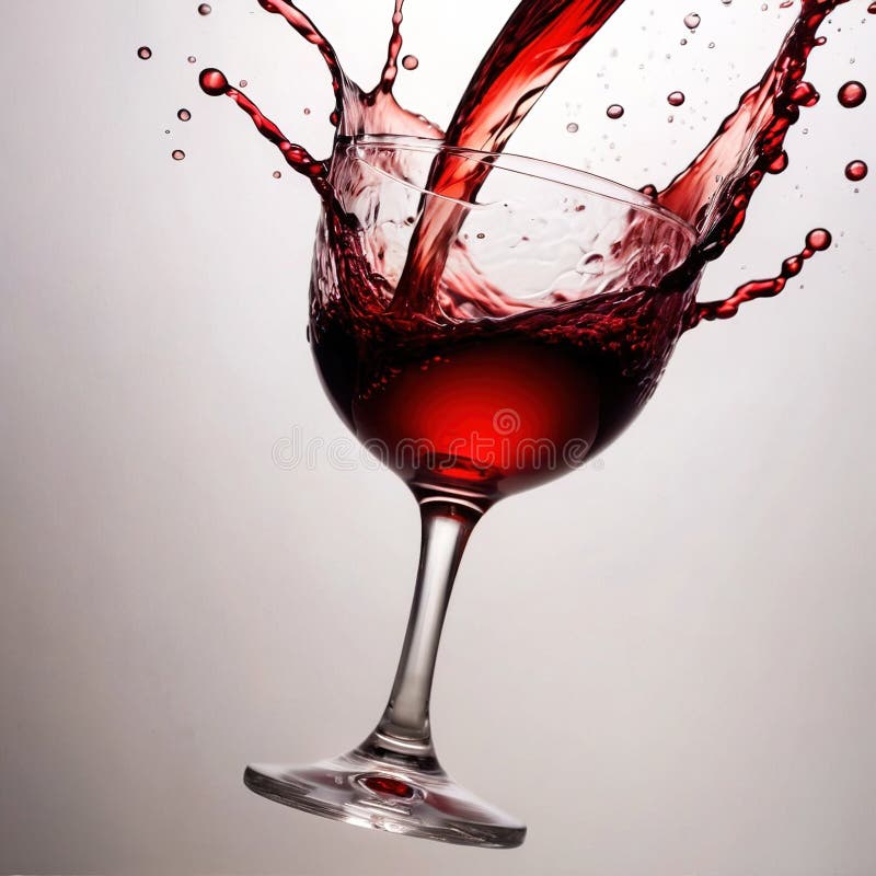 Splash Dynamic Liquid Burst of Red Wine into Wine Glass Stock ...