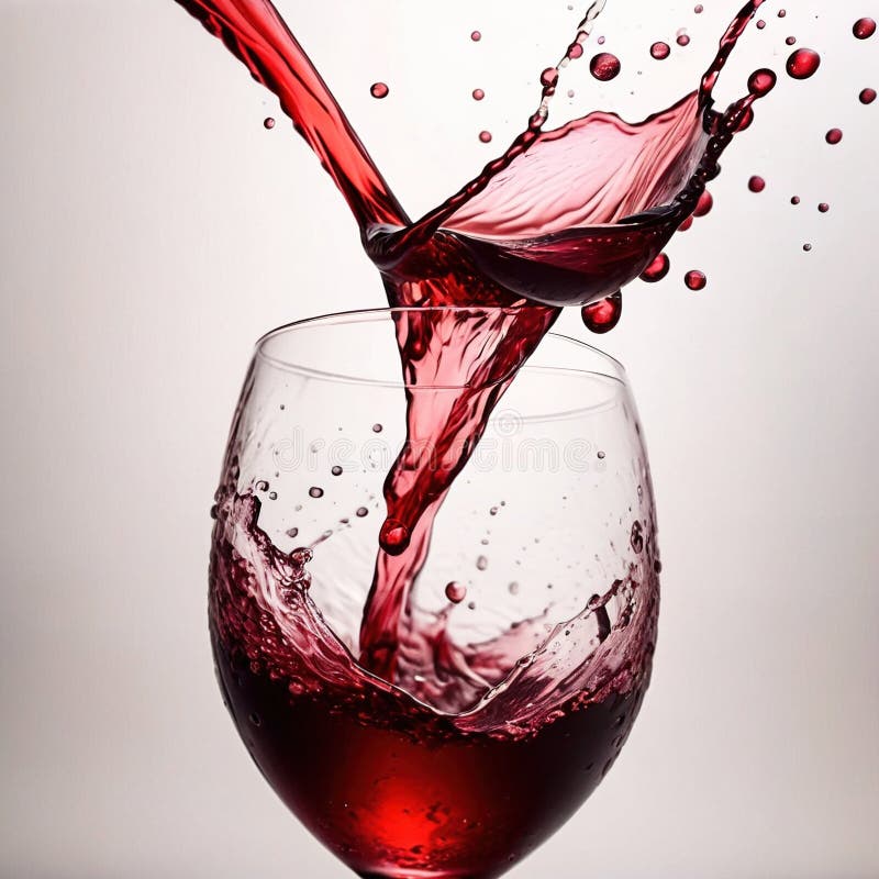 Splash Dynamic Liquid Burst of Red Wine into Wine Glass Stock ...