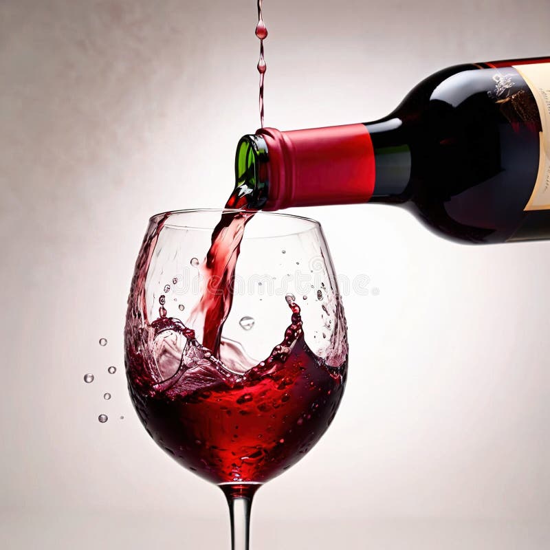Splash Dynamic Liquid Burst of Red Wine into Wine Glass Stock ...
