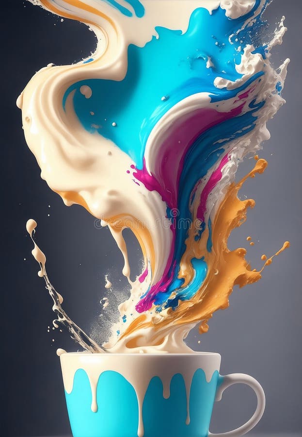 Colorful Splash Explosion in a Cup of Coffee, Generative AI ...