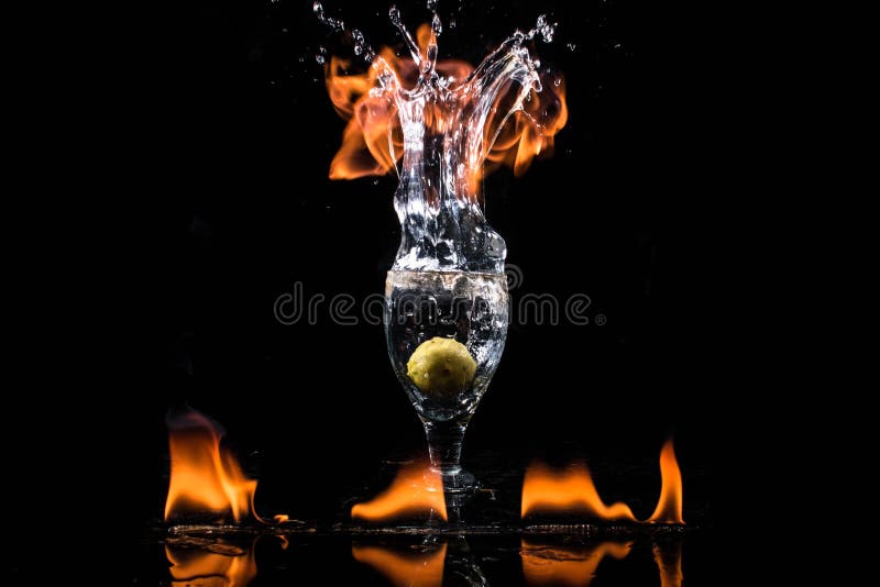 Splash & fire stock image. Image of studio, lights - 89138743