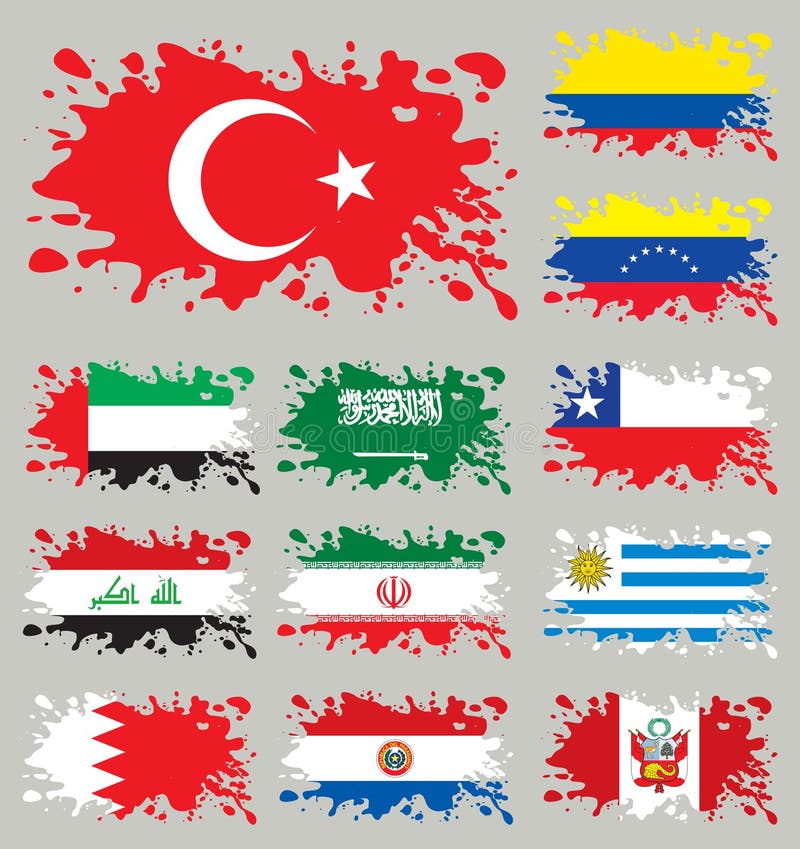 Splash flags set Mix stock vector. Illustration of asian - 18831213