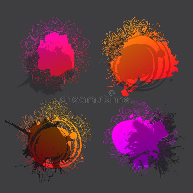 Splash Floral Background Set Stock Vector - Illustration of background ...