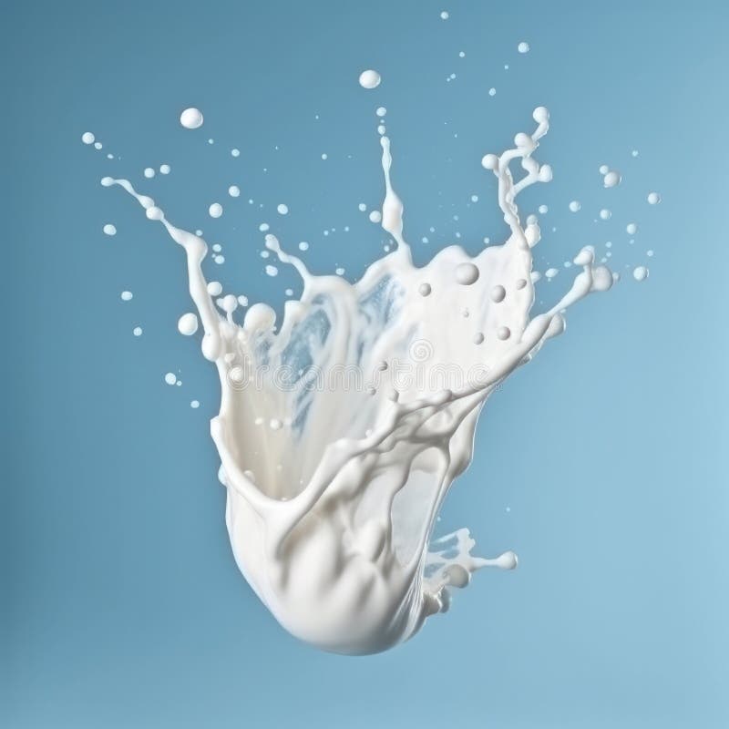 Milk Splashing on a Blue Surface with Artistic Droplets Stock ...