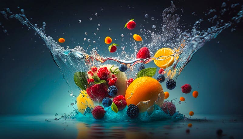A Splash of Fruit into the Water Water Splashes, Generative AI Stock ...