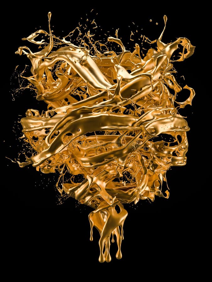 A Splash of Gold. 3d Illustration, 3d Rendering Stock Illustration ...