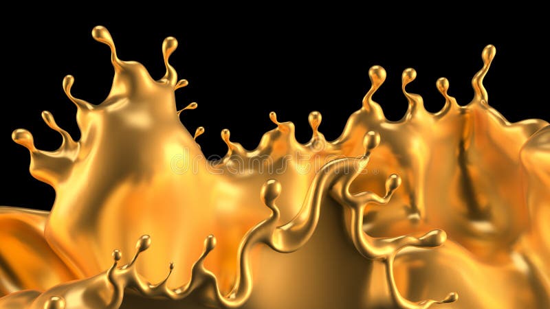 Splash Gold. 3d Illustration, 3d Rendering Stock Illustration ...