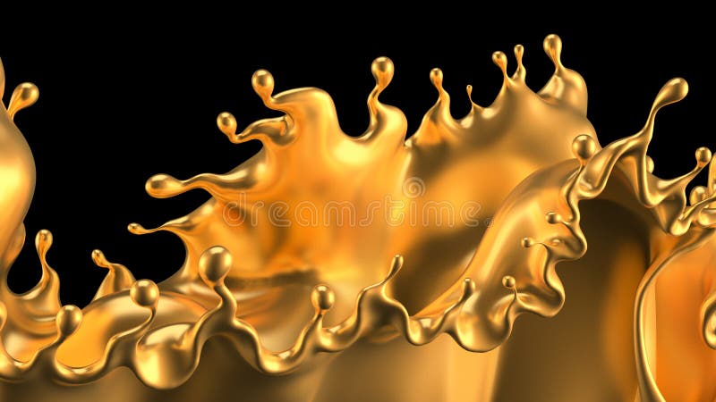 Splash Gold. 3d Illustration, 3d Rendering Stock Illustration ...