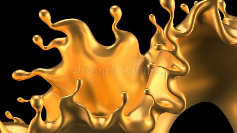 Splash Gold. 3d Illustration, 3d Rendering Stock Illustration ...