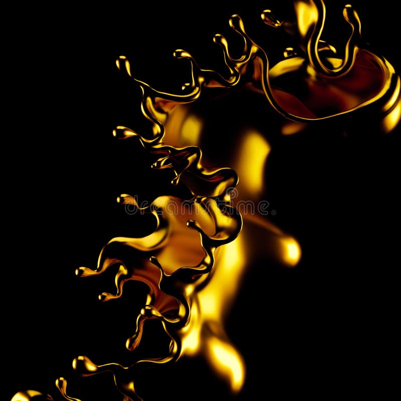 Abstract Golden Splash,Gold Isolated on Black Background 3d ...