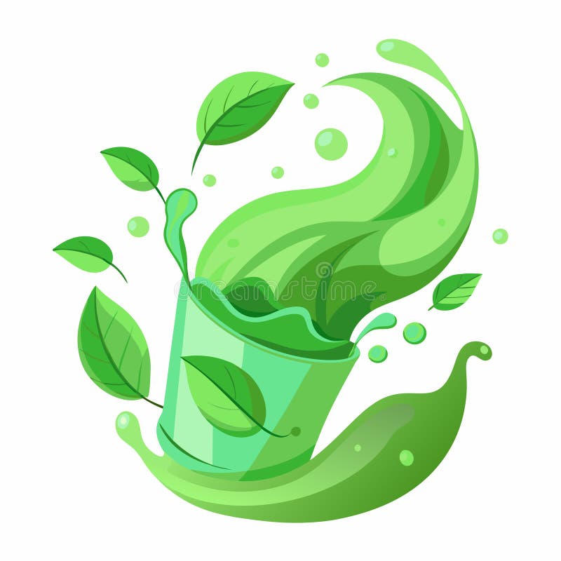 Splash of Green Tea with Mint, Matcha Isolated on Transparent ...