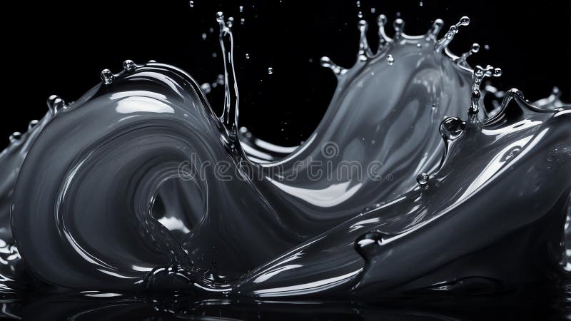 Splash of Grey Liquid Isolated in Black Ai Generated Stock Illustration ...