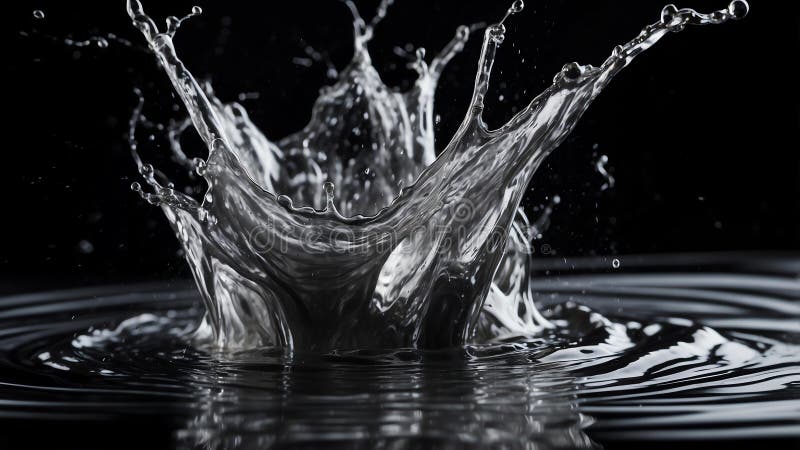 Splash of Grey Liquid Isolated in Black Ai Generated Stock Illustration ...