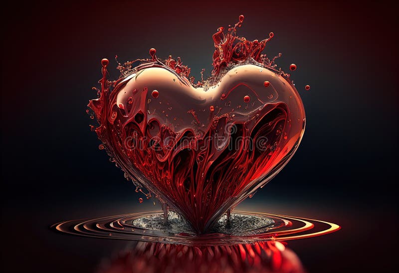 Splash Heart Love Romance Illustration. AI Generative Stock ...