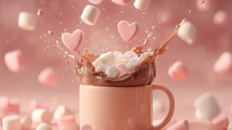 Splash of Hot Chocolate with Floating Marshmallows Stock Photo - Image ...