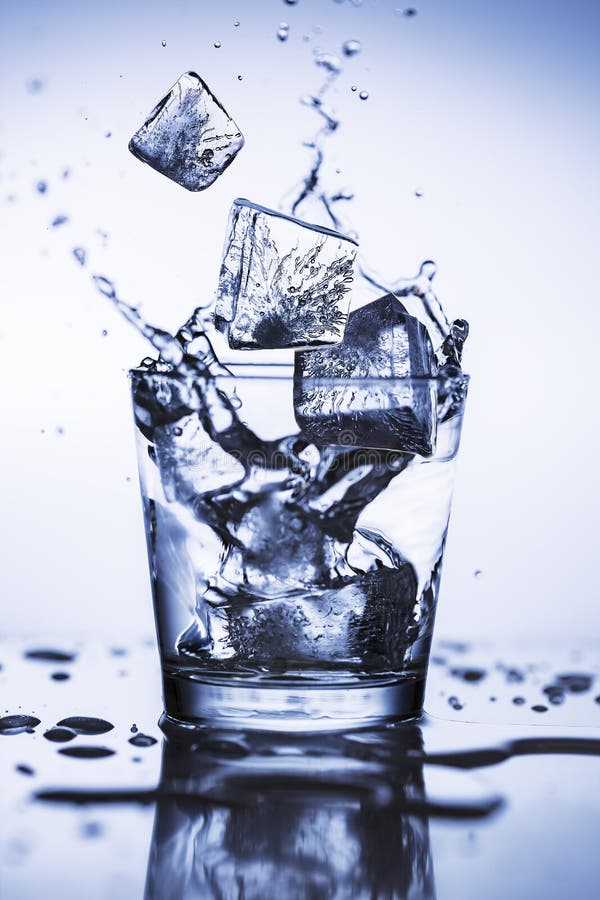 Splash Ice Cubes in a Water Glass Stock Photo - Image of cubes, white ...