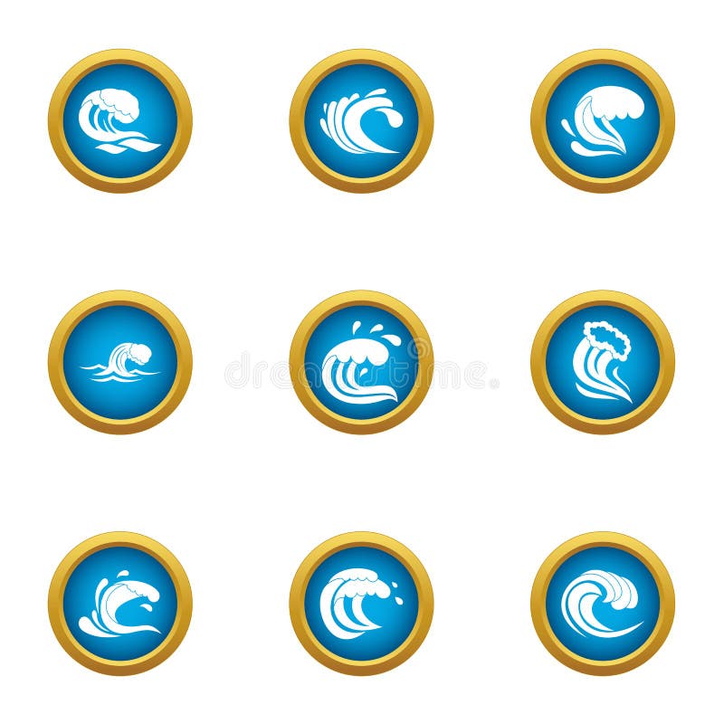 Splash Icons Set, Flat Style Stock Vector - Illustration of liquid ...
