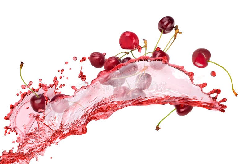 Splash of Juice with Cherries Stock Photo - Image of jump, dynamic ...