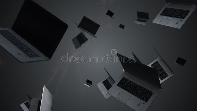 Splash of a Laptop. 3D Animation. Objects Spinning. Stock Footage ...