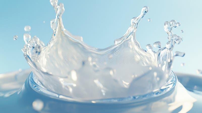 A Splash of Lighthearted Milk Interacts with the Rim of a Glass Against ...