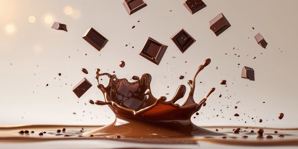 Splash of Liquid Chocolate with Flying Chunks Stock Photo - Image of ...