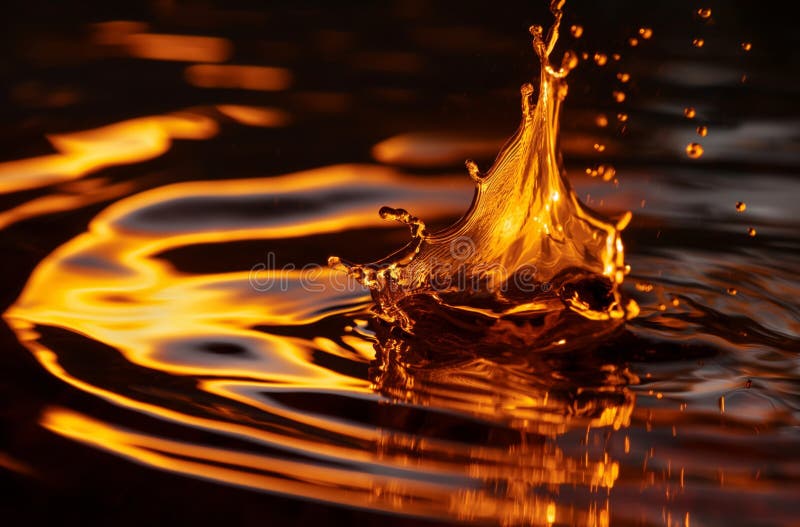 Dramatic Liquid Splash Golden Reflections Stock Photos - Free & Royalty ...