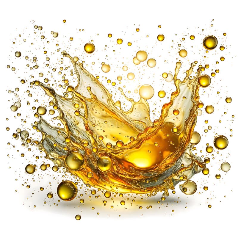 A Splash of Liquid Gold, with Droplets in Motion, Forms a Wave-like ...