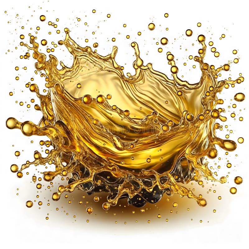 A Splash of Liquid Gold, with Droplets in Motion, Forms a Wave-like ...