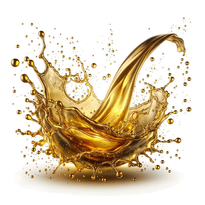 A Splash of Liquid Gold, with Droplets in Motion, Forms a Wave-like ...