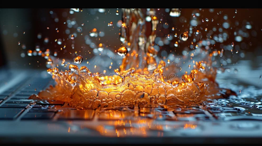 Splash of Liquid on Keyboard - Generative Ai Stock Illustration ...