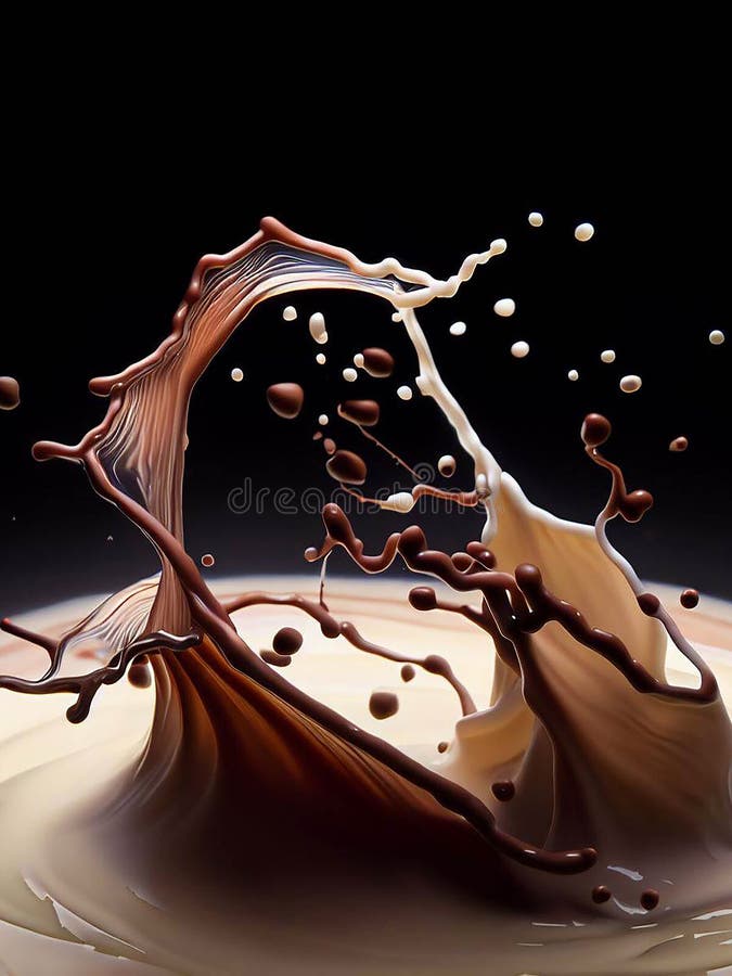 Splash of Liquid Milk or Vanilla and Chocolate with Drops Floating ...