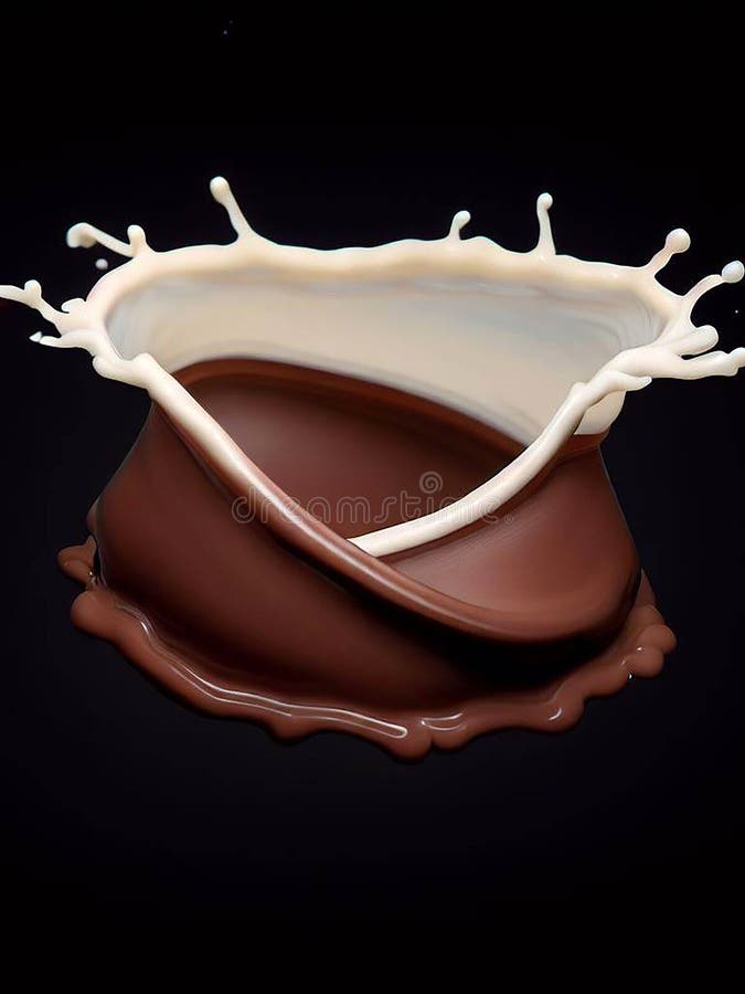 Splash of Liquid Milk or Vanilla and Chocolate with Drops Floating ...