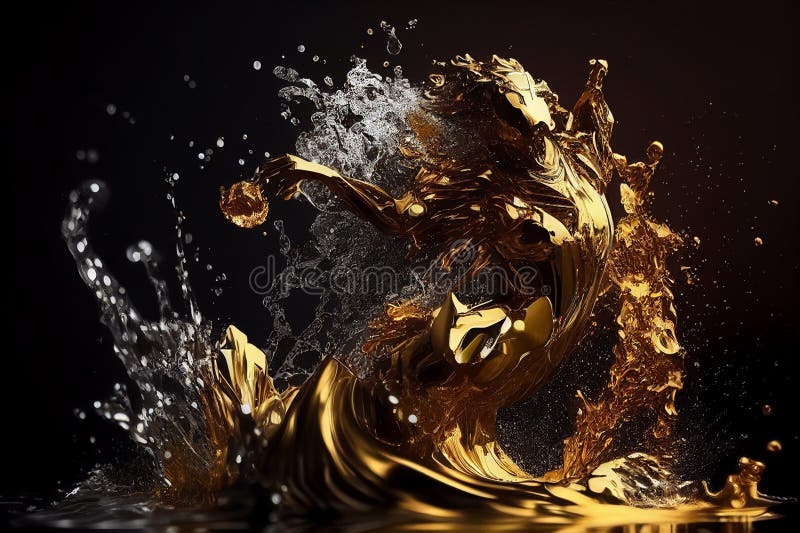 Splash Made of Gold. Illustration of Yellow Liquid Stock Illustration ...