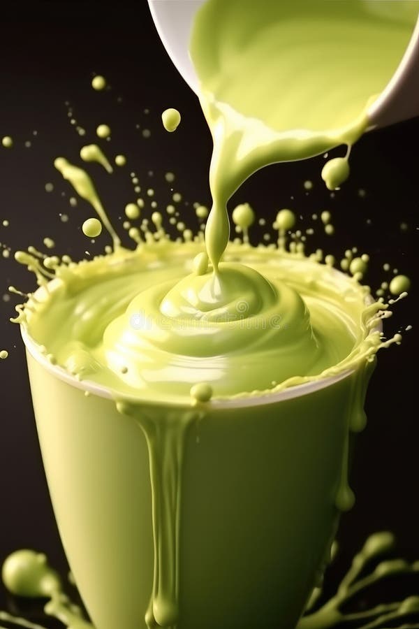 Splash of Matcha Green Milk Tea, Homemade Dalgona Matcha Latte Stock ...