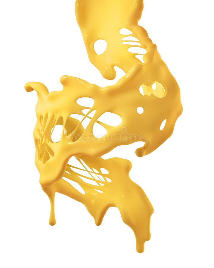 Splash of Melt Cheese on a White Background. 3d Illustration Stock ...