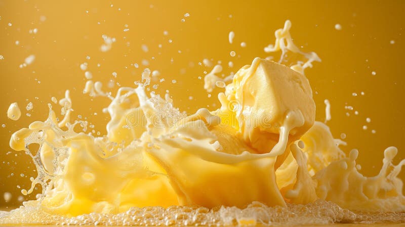 Splash of Melted Butter with Yellow Background Stock Illustration ...