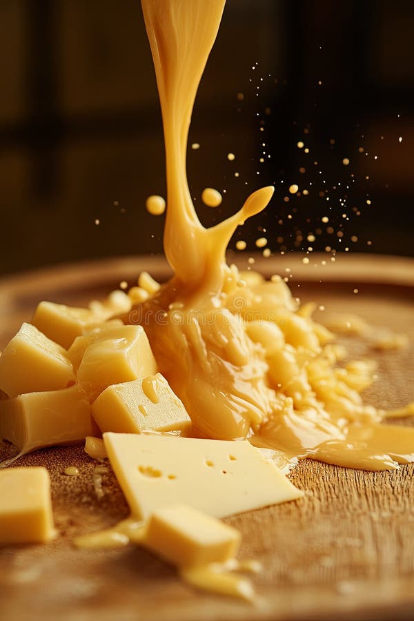 Splash of Melted Cheese Over Various Cheese Types Creates Delicious ...