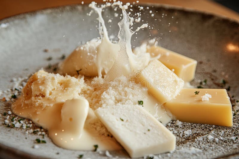 Splash of Melted Cheese Over Various Cheese Types Creates Delightful ...