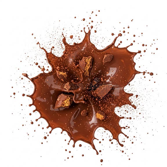 Splash of Melted Chocolate with Chocolate Chip Cookie Pieces Stock ...