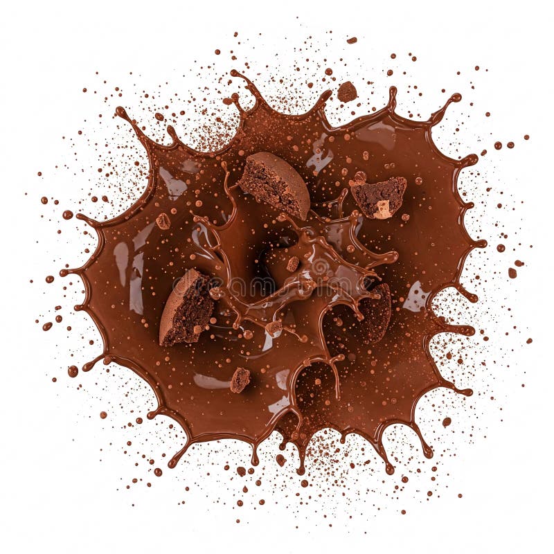 Splash of Melted Chocolate with Chocolate Chip Cookie Pieces Stock ...