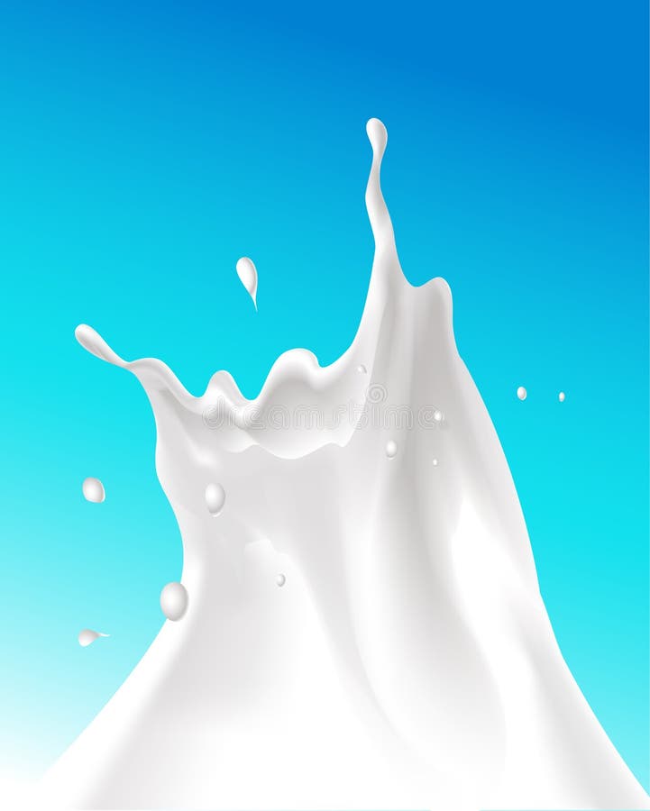 Blue Milk Design with Milk Splash, Farm Animal and Sunset - Vector ...