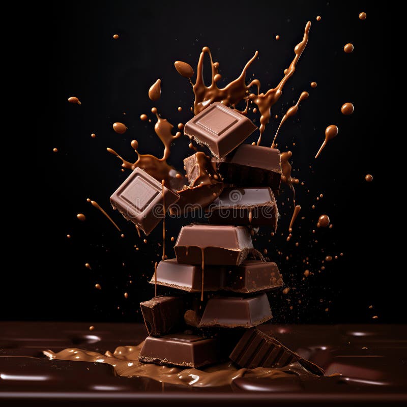 Chocolate Falling Down Black Background Studio Shot Stock Photos - Free ...